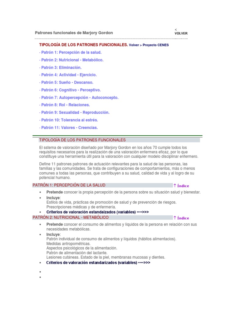 Patrones Funcionales de Marjory Gordon | PDF | Enfermería | Estrés (biología)