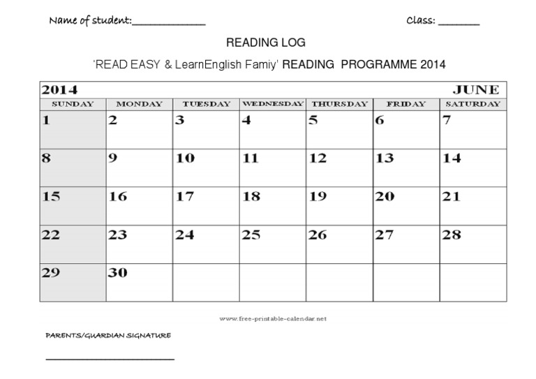 Reading Log for LearnEnglish Program | PDF
