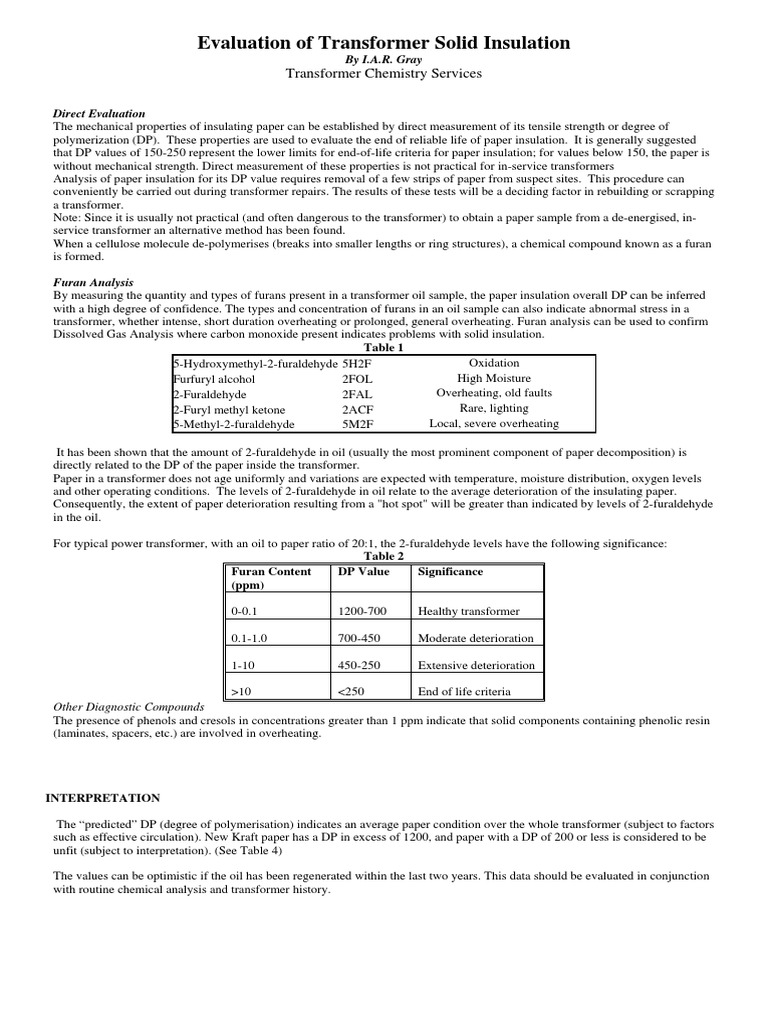 Transformer Solid Insulation Evaluation | PDF