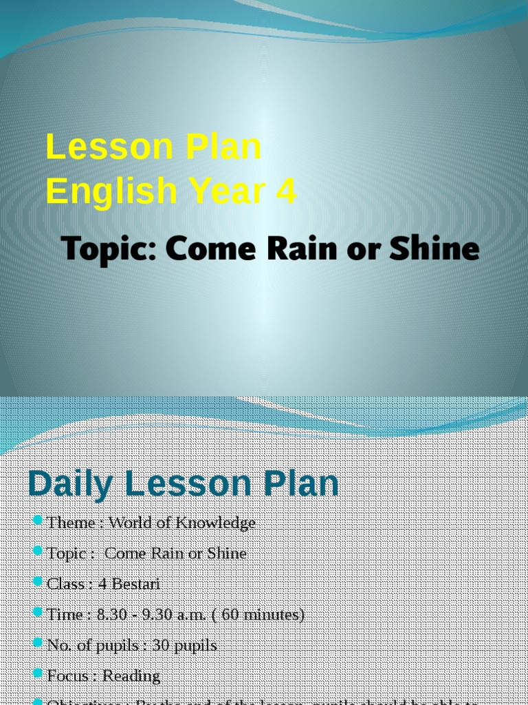 Year 4 Lesson Plan: Weather Activities | PDF