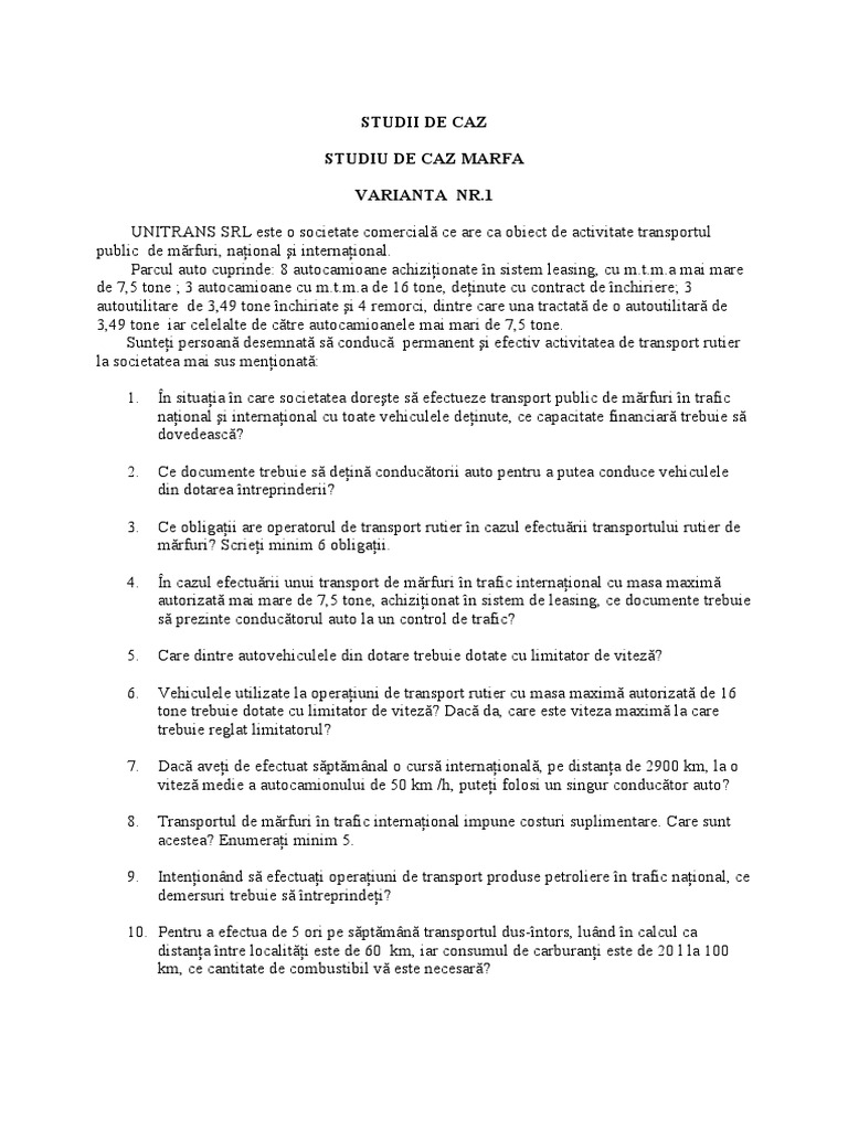 Studii de Caz PD Marfa | PDF