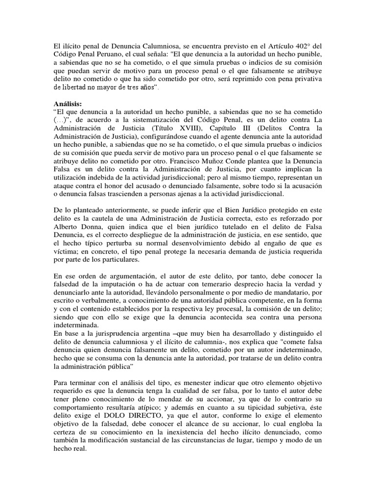 Denuncia Calumniosa y Calumnia | Descargar gratis PDF | Derecho penal ... Denuncia Calumniosa y Calumnia | Descargar gratis PDF | Derecho penal ...