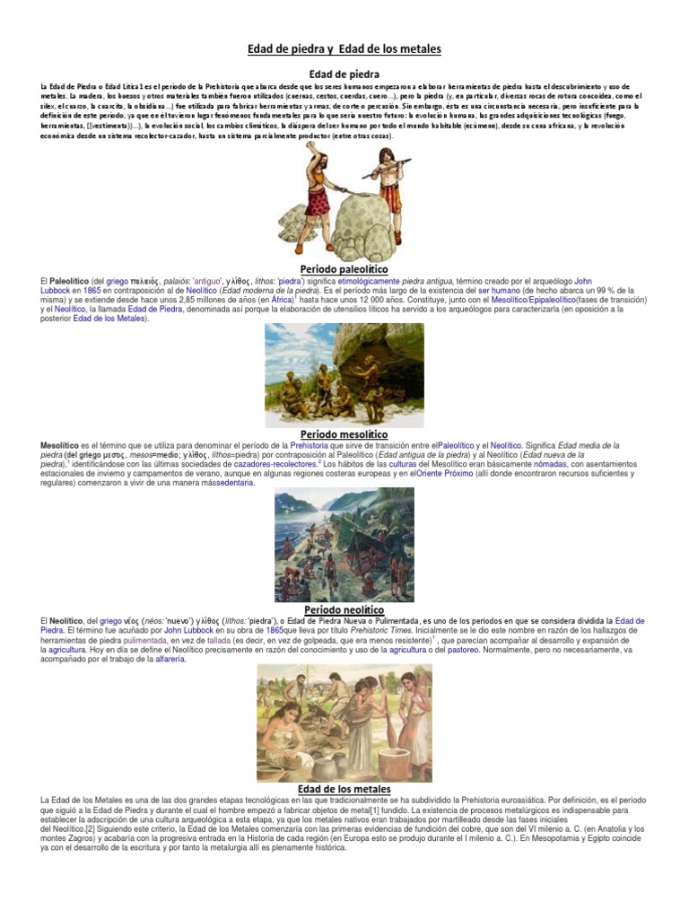 Resumen de la Edad de Piedra | PDF | Edad de Hierro | Edad de Bronce