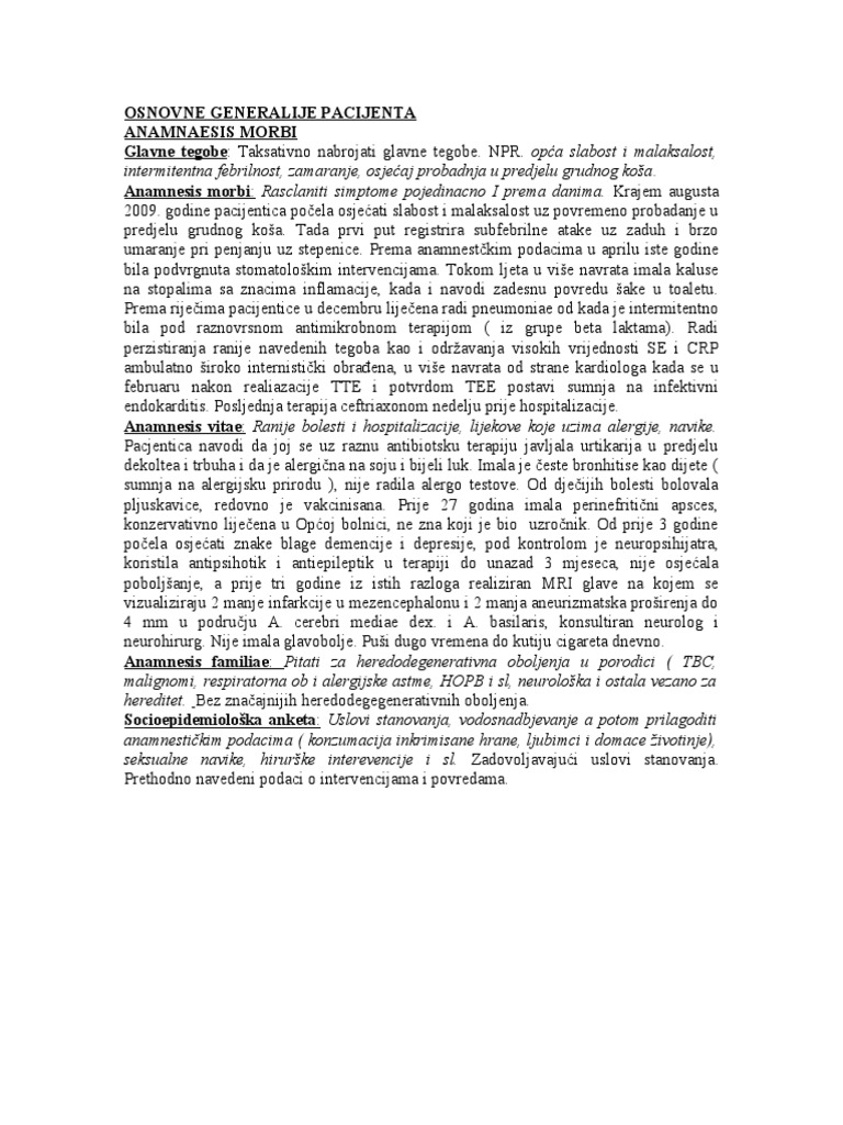 Anamneza I Status URNEK | PDF