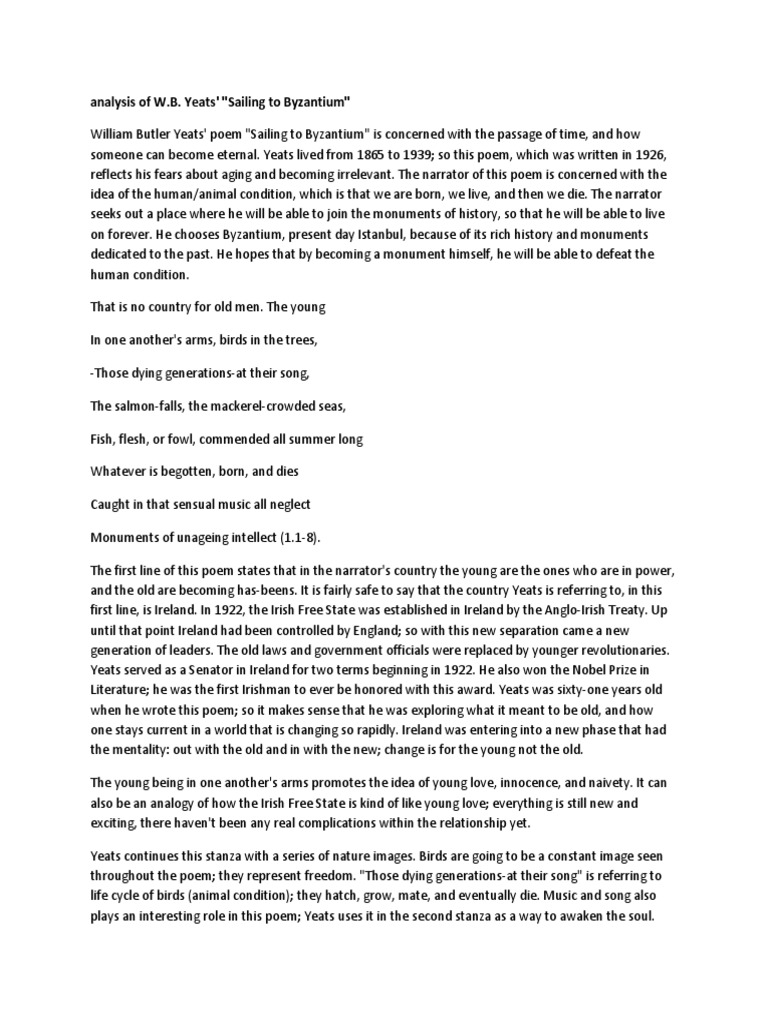 Seeking Eternal Life Through Art: An Analysis of Yeats' Poem 'Sailing ...