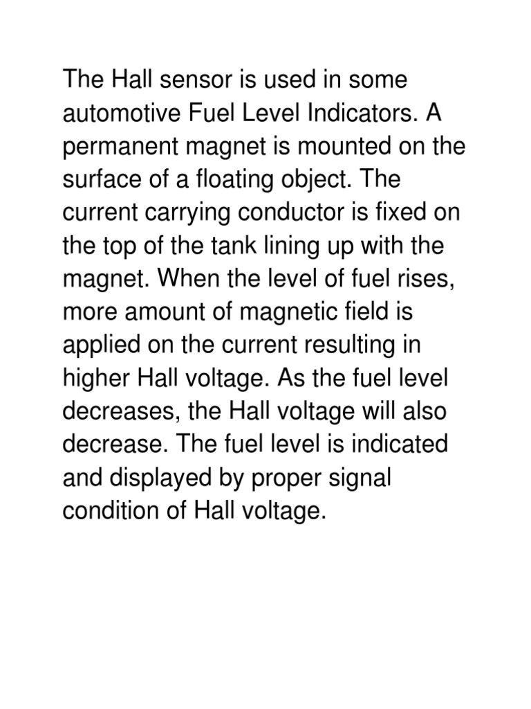 Hall Effect Sensors in Fuel Level Indicators | PDF | Science & Mathematics