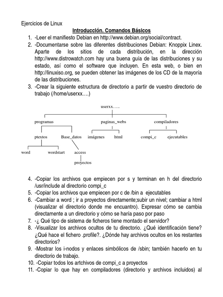 Ejercicios Linux Comandos Basicos | PDF | Distribución de Linux | Archivo de computadora