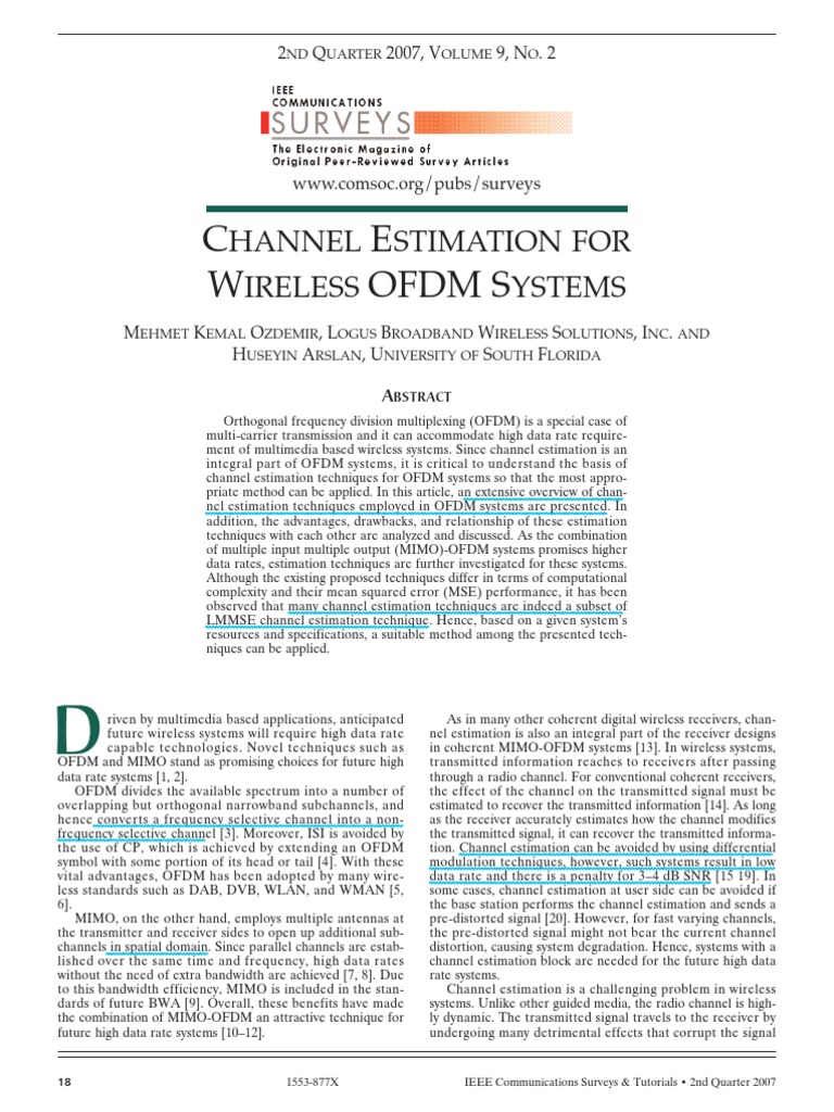 Channel Estimation For Wireless OFDM Systems | Download Free PDF ...
