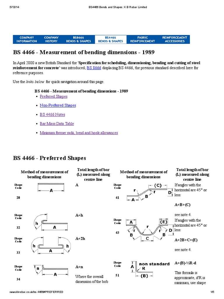 BS4466 Bends and Shapes | PDF | Angle | Kilogram