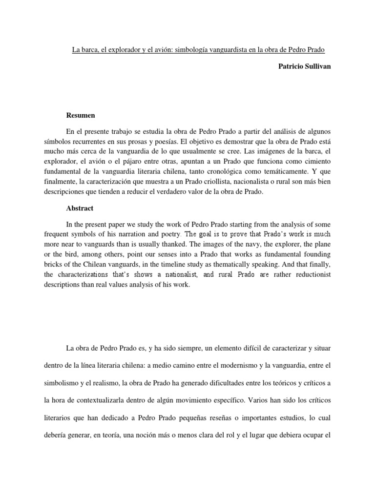 Simbología Vanguardista en La Obra de Pedro Prado | PDF | Vanguardia | Poesía