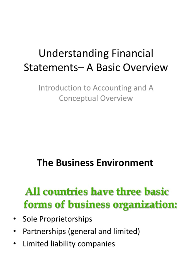 Understanding Financial Statements - A Basic Overview | PDF | Expense ...