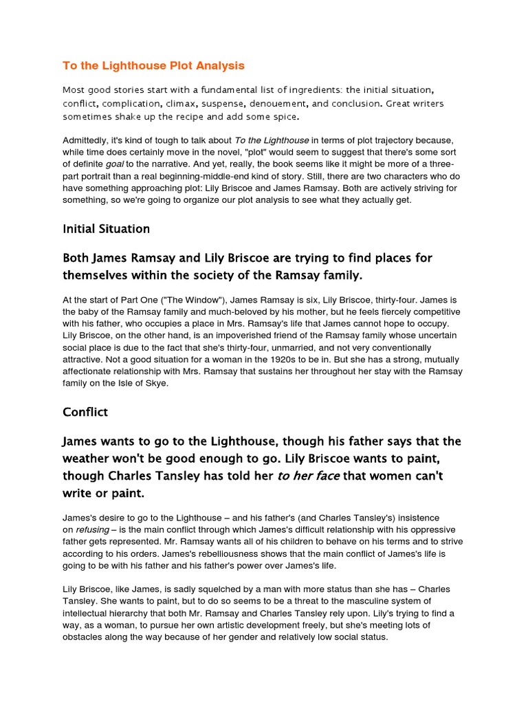 To the Lighthouse Plot Analysis | To The Lighthouse | Fiction & Literature