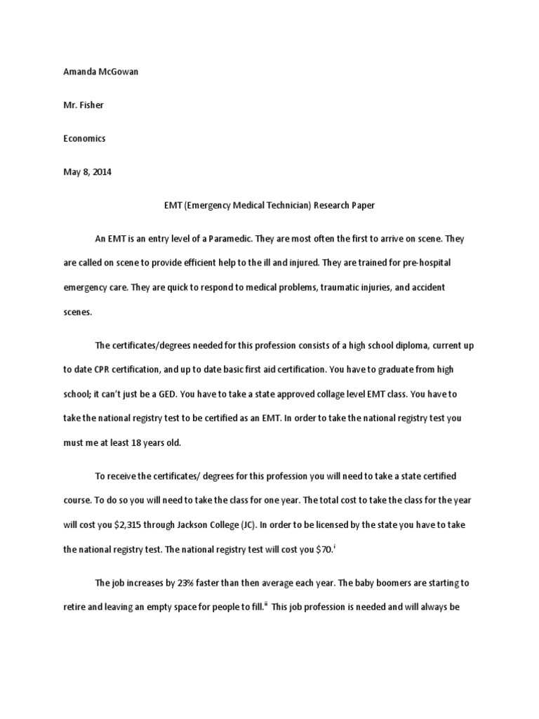 emt research paper 2 | Emergency Medical Technician | Emergency Medical ...