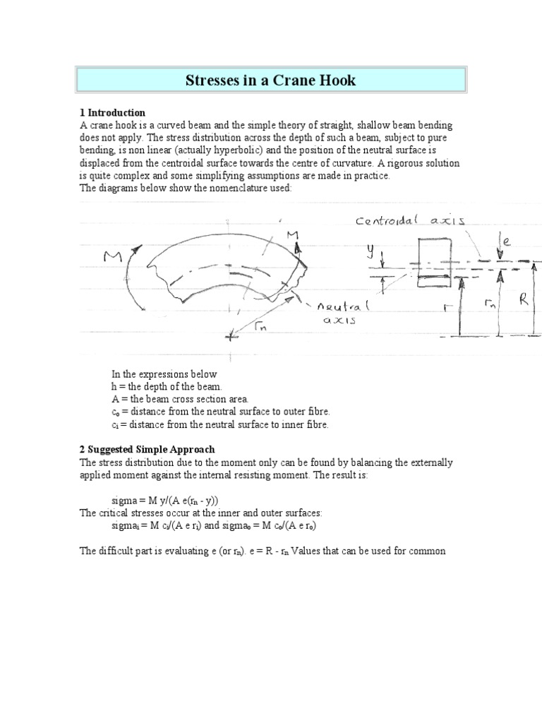 Crane Hook Stress Analysis Techniques | PDF