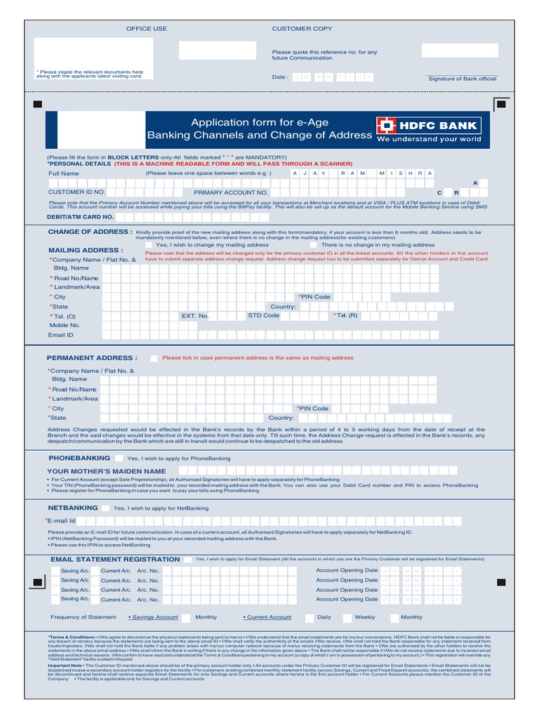 E-Age Banking Form | PDF