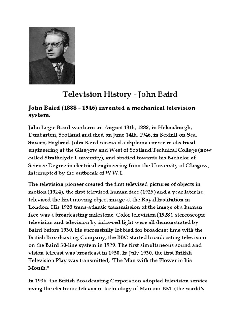 John Baird: Television Pioneer | PDF | Travel | History