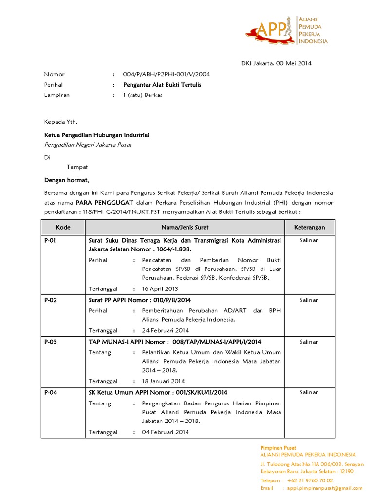 Surat Pengantar Alat Bukti | PDF
