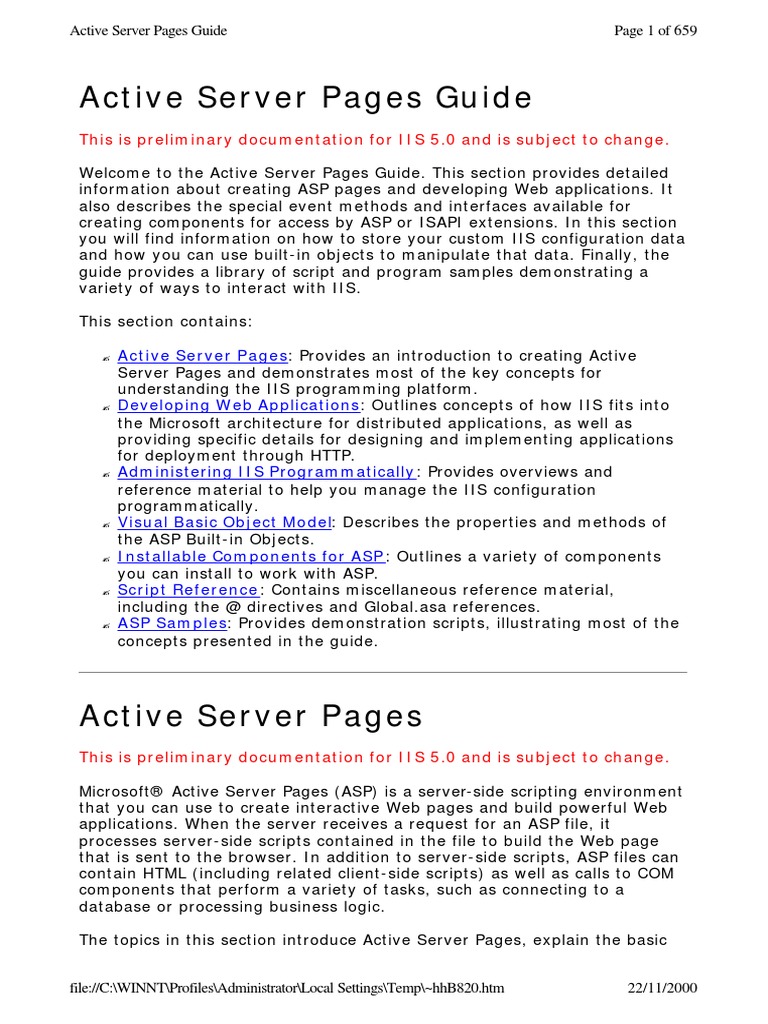 Asp Pdf Active Server Pages Dynamic Web Page