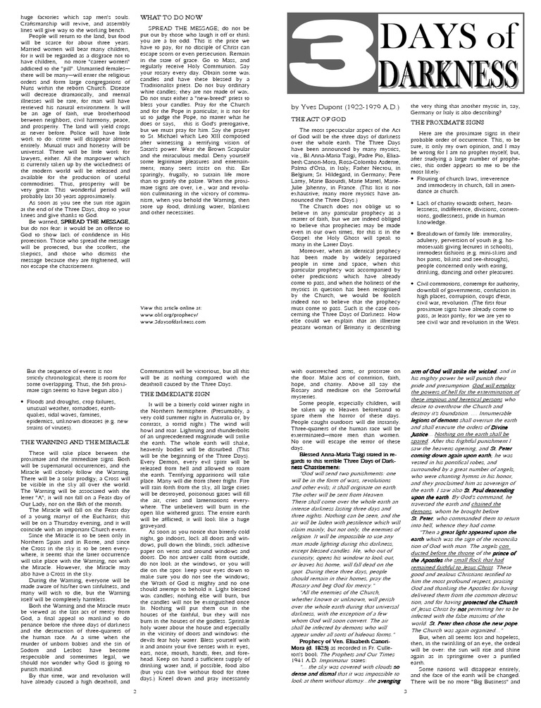 3 Days of Darkness | PDF | Miracle | Catholic Church