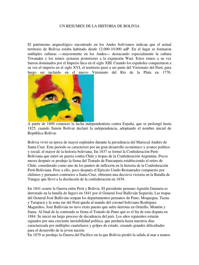 Un Resumen de La Historia de Bolivia | PDF | Bolivia | América del Sur