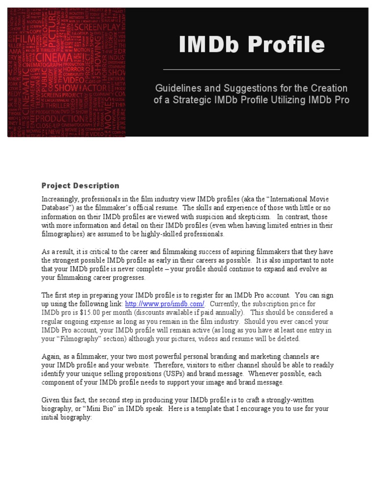 Crafting Your IMDb Filmmaker Profile | PDF | Business