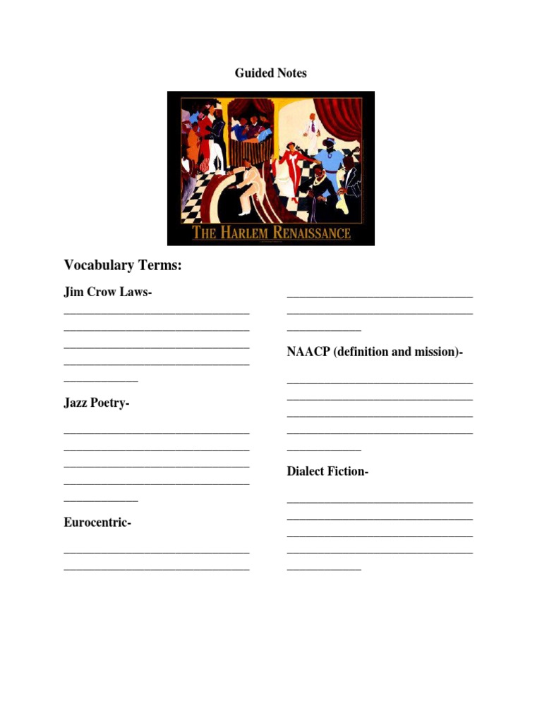 Harlem Renaissance Guided Notes | PDF | Poetry