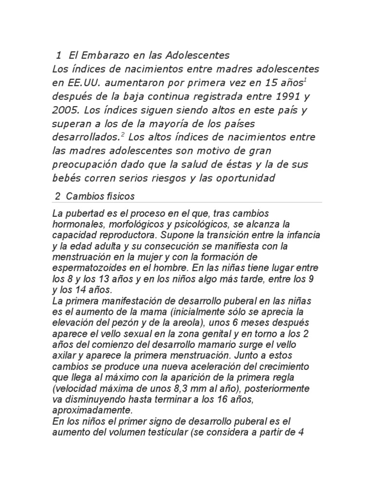 1 El Embarazo en Las Adolescentes | PDF | Pubertad | Adolescencia