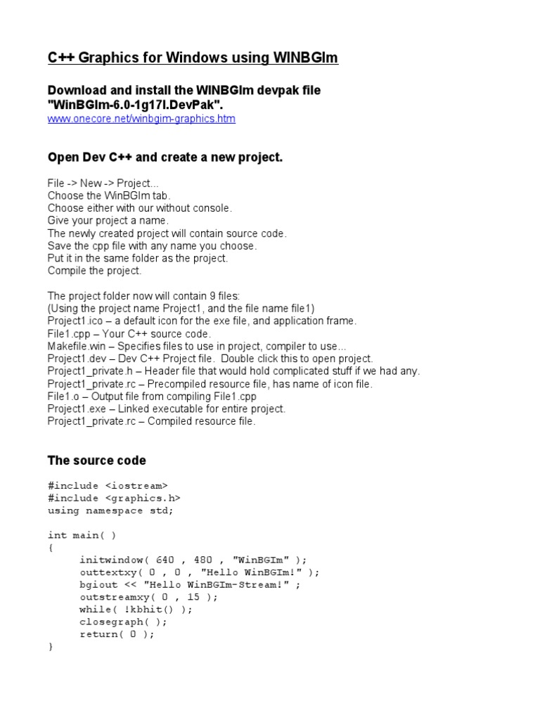 C++ Graphics For Windows Using Winbgim: Download and Install The ...