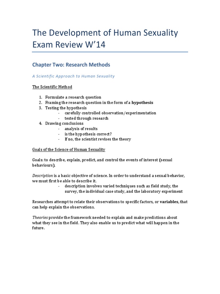 The Development of Human Sexuality Exam Review W'14: Chapter Two ...