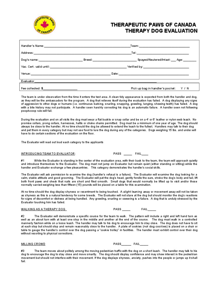 Therapy Dog Evaluation Client | PDF | Dogs | Domesticated Animals