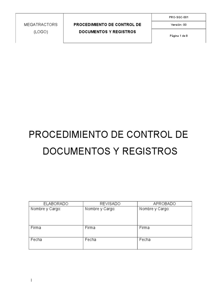 Pro-Sgc-001 Control de Documentos y Registros | PDF | Monedas de ...