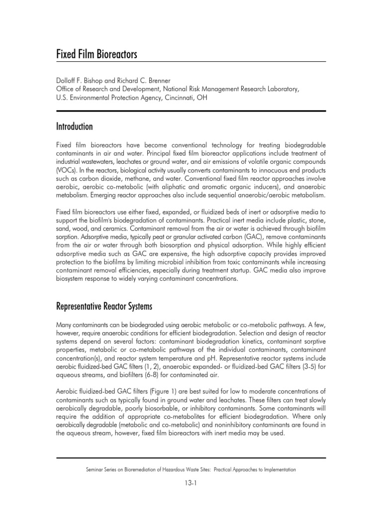 Fixed Film Bioreactors | PDF | Anaerobic Digestion | Biodegradation