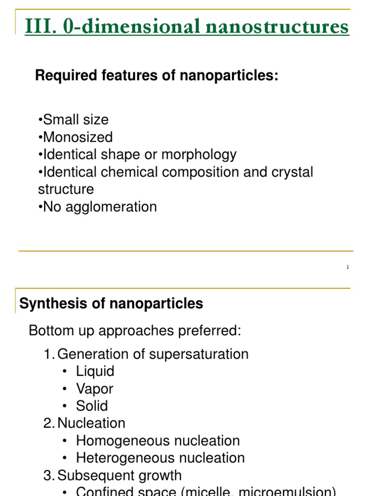 Synthesis of Zero-Dimensional Nanomaterials | PDF | Nucleation ...