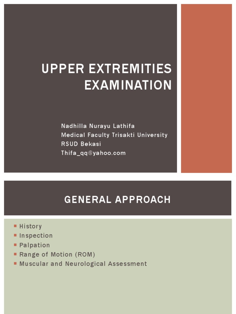 Upper Extremities Examination | PDF | Limbs (Anatomy) | Clinical Medicine