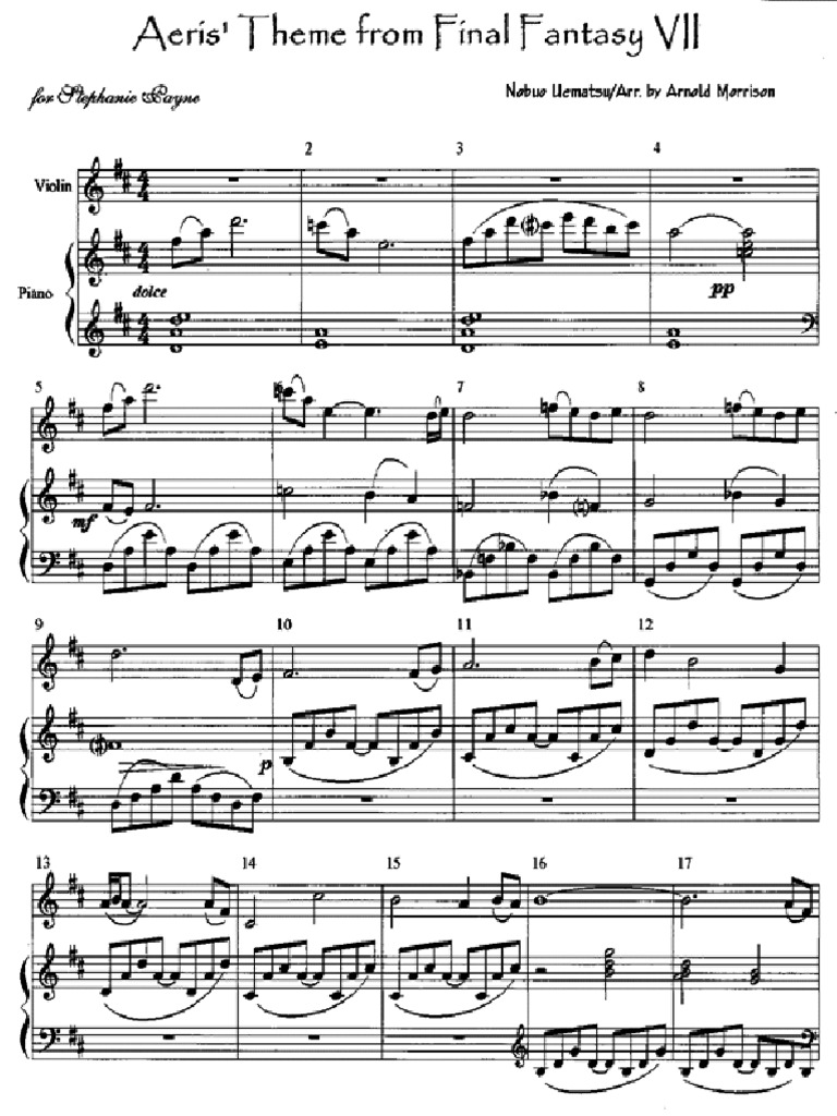 Aeris' Theme (Piano, Violin) FF7 | PDF | Musical Compositions ...
