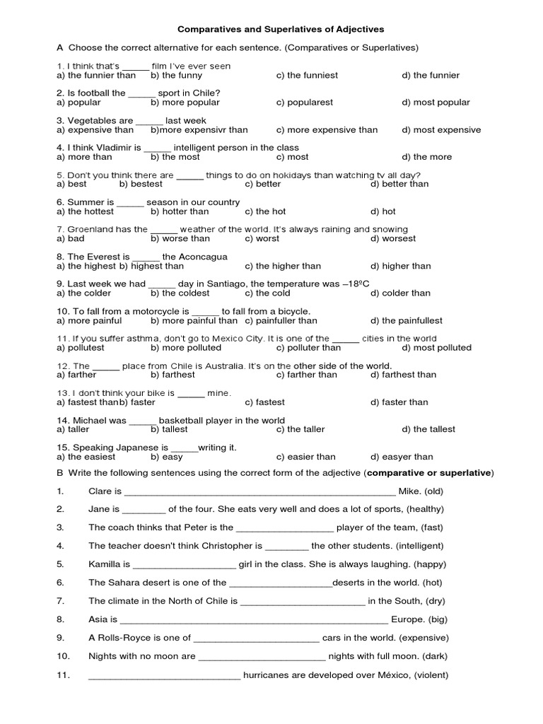 Comparatives and Superlatives of Adjectives | PDF