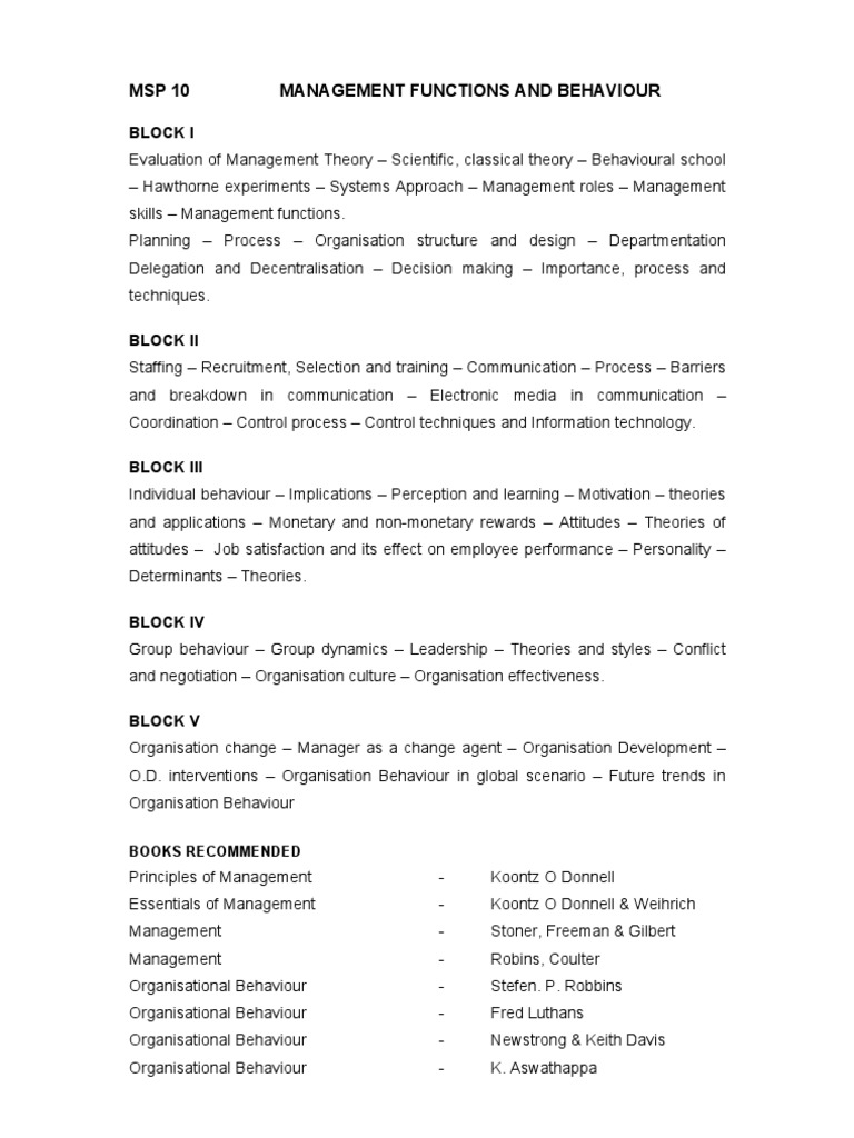 Management Functions and Behaviour | PDF | Business