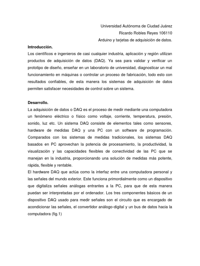 Arduino en Sistemas de Adquisición de Datos | PDF | Adquisición de datos | Arduino