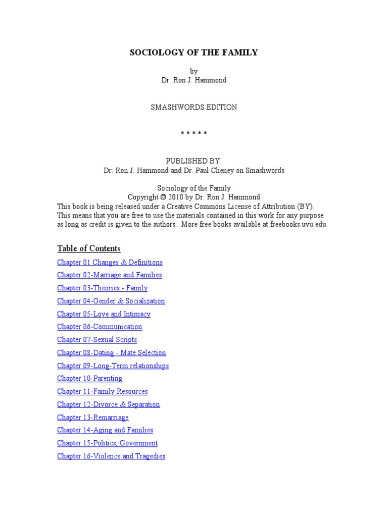 Sociology of The Family | PDF | Single Parent | Sociology