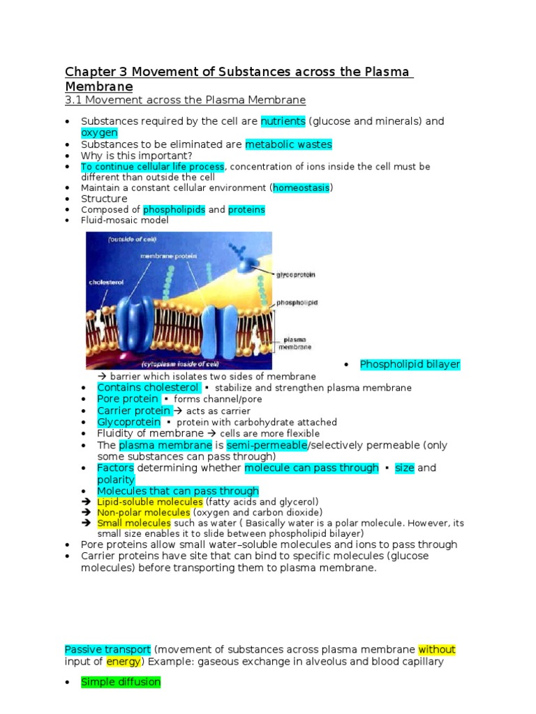 Substances Movement in Cell Membranes | PDF | Cell Membrane | Osmosis