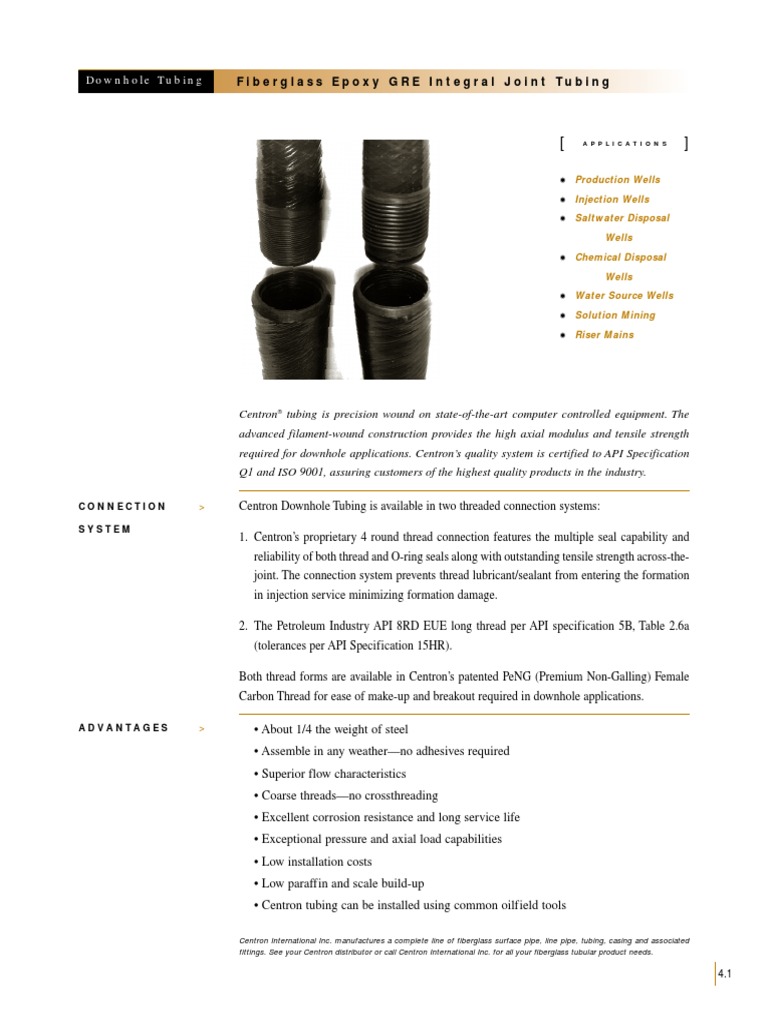 Centron GRE Pump Column | PDF | Pipe (Fluid Conveyance) | Materials