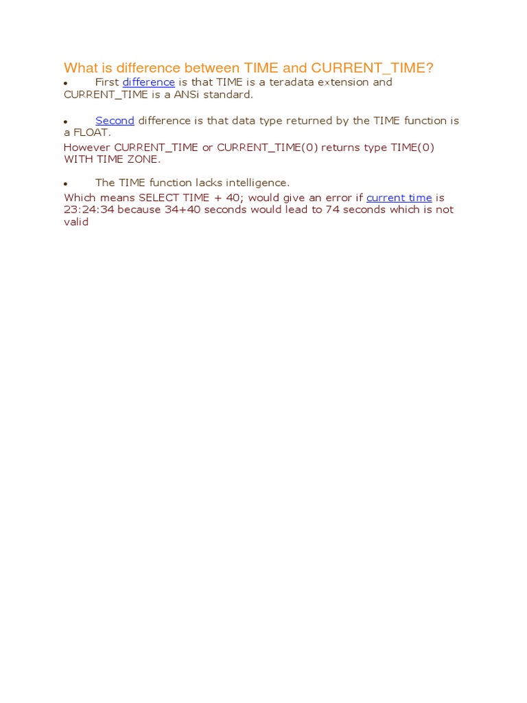 What Is Difference Between TIME and CURRENT | PDF | Computers ...