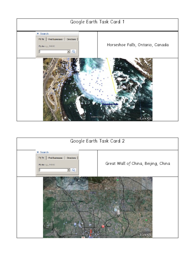 Google Earth Task Cards | PDF