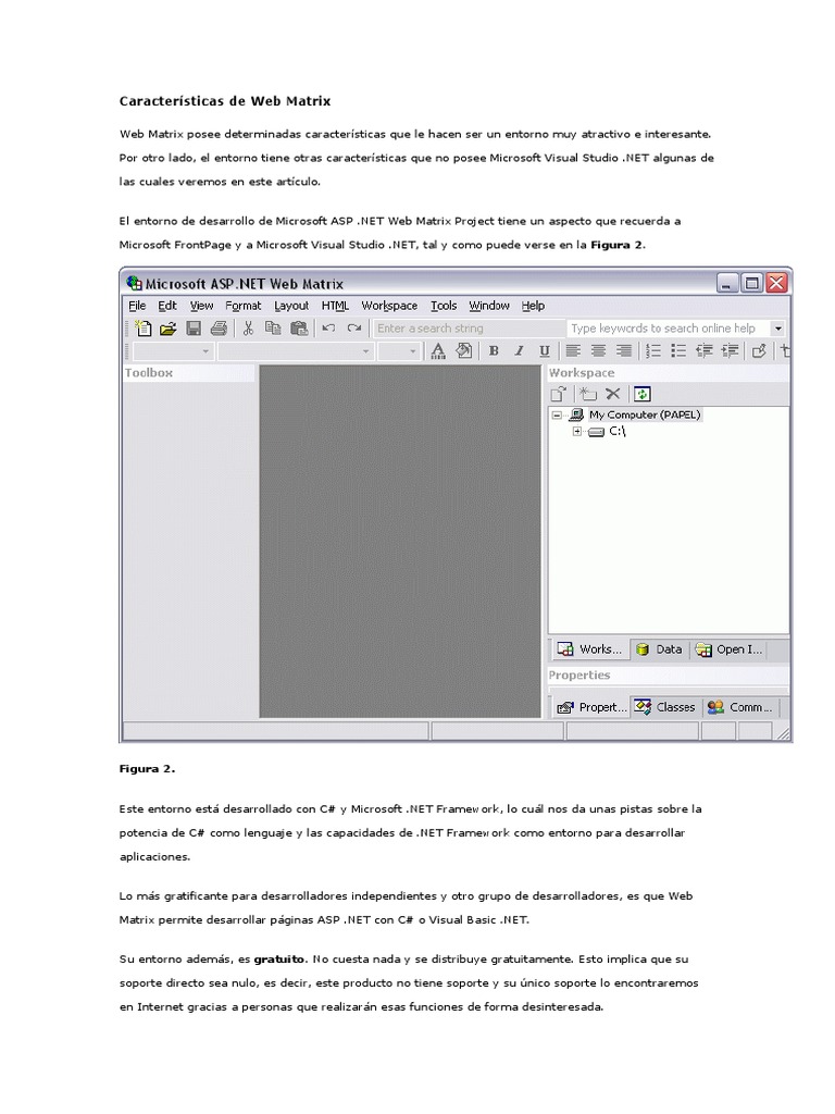 Características y uso de Microsoft Web Matrix para el desarrollo de páginas ASP.NET | PDF ...