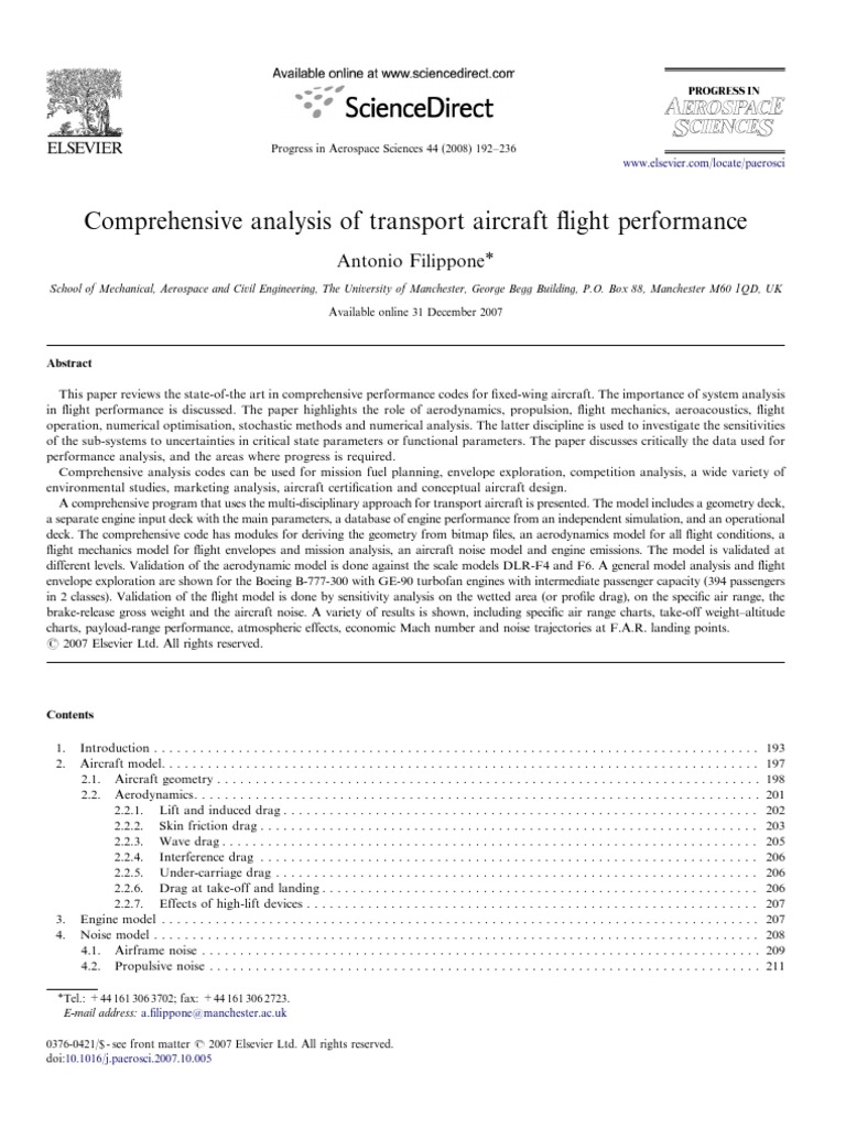 AIAA paper | Aircraft | Sensitivity Analysis