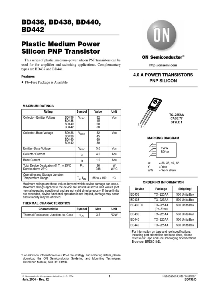 BD438 | Transistor | Bipolar Junction Transistor