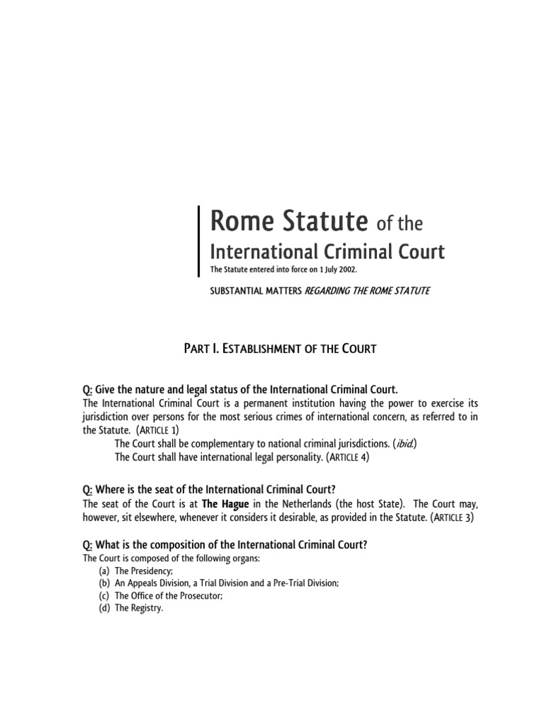 Composition of the ICC and Rome Statute | PDF | International Criminal ...