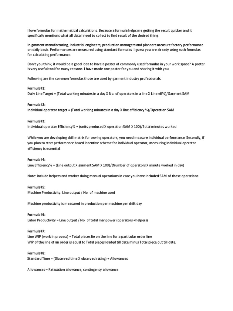 12 Useful Formulas For Industrial Engineers | PDF | Output (Economics ...