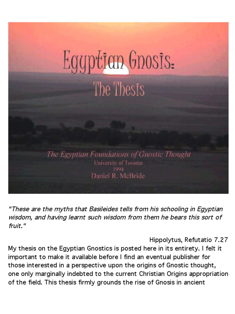The Egyptian Foundations of Gnostic Thought | PDF | Gnosticism ...