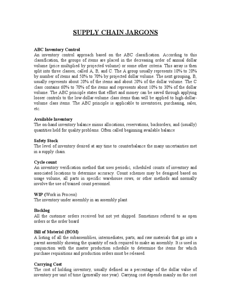 Understanding Supply Chain Terminology: A Comprehensive Guide to Common ...